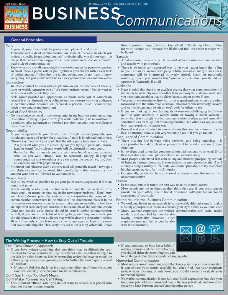 Business Communications (Quick Study Business): BarCharts, Inc ...