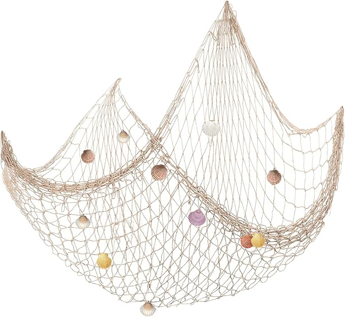 TakFree Decorative Fishing Net with Sea Shells, 1M*2M Nautical Fish Net ...
