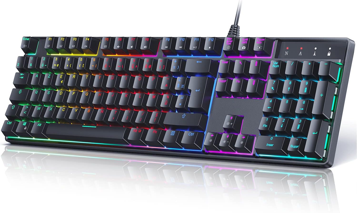 Clavier Gamer Mécanique, AZERTY Français Bleu Switches 105 Touches Anti ...