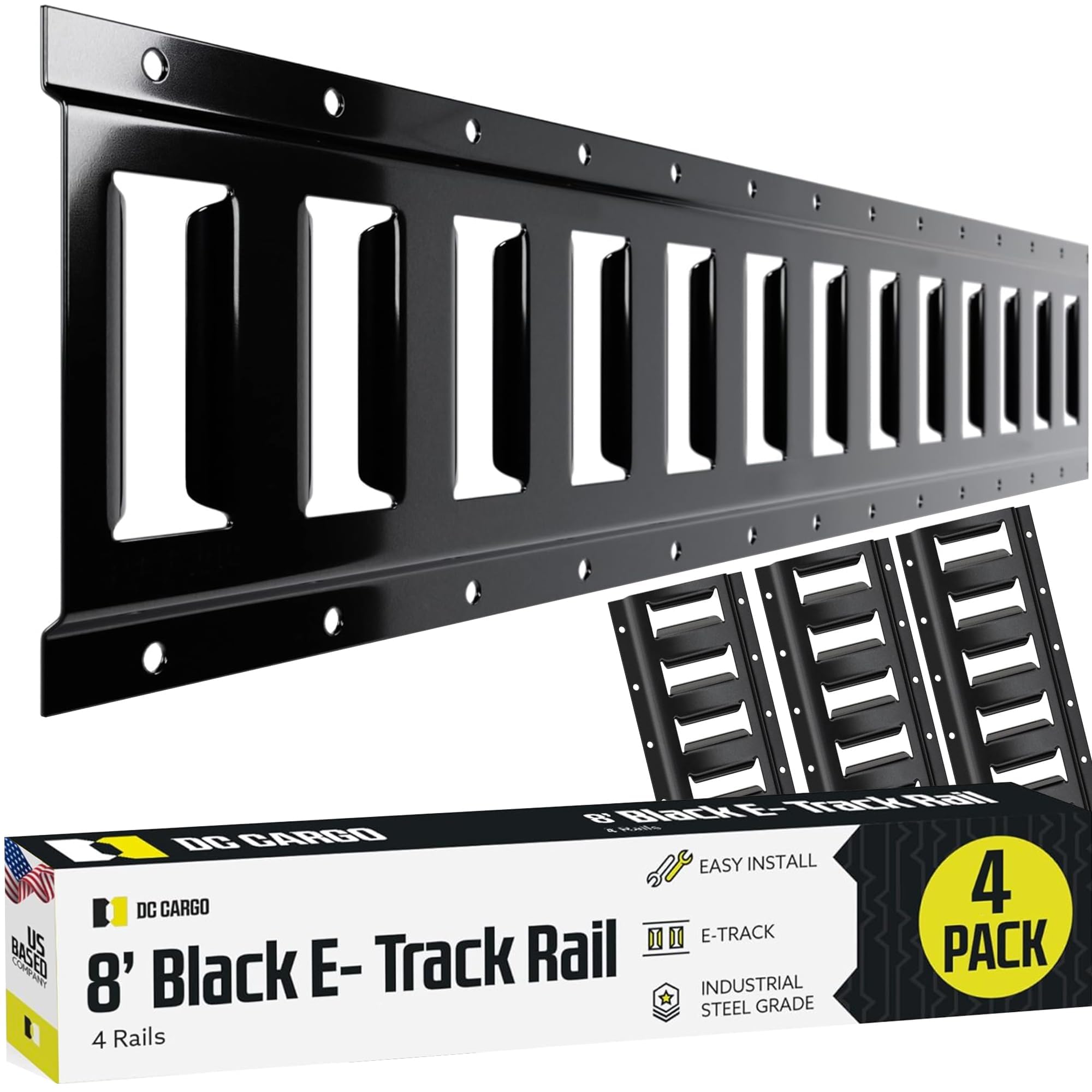 Four 8-ft E Track Tie-Down Rail, Powder-Coated Steel ETrack TieDowns ...