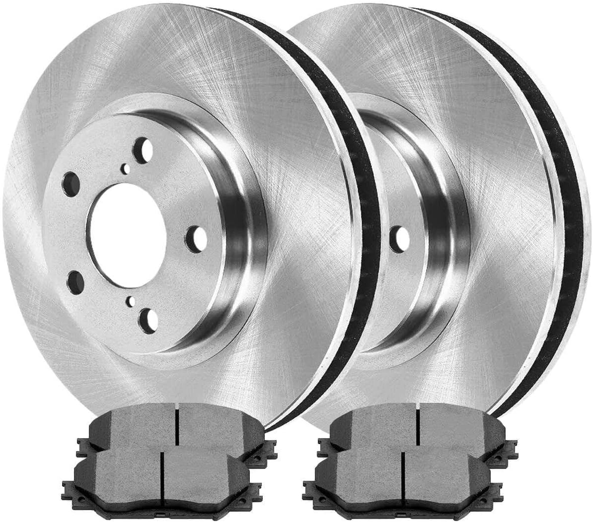 AutoShack Front Brake Kit Rotors and Ceramic Pads Pair of 2 Driver and ...