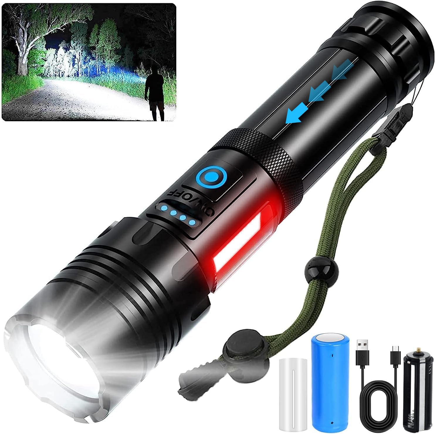 Necomi LED Torch Rechargeable Flashlight with 10000 Lumens, IPX6 ...