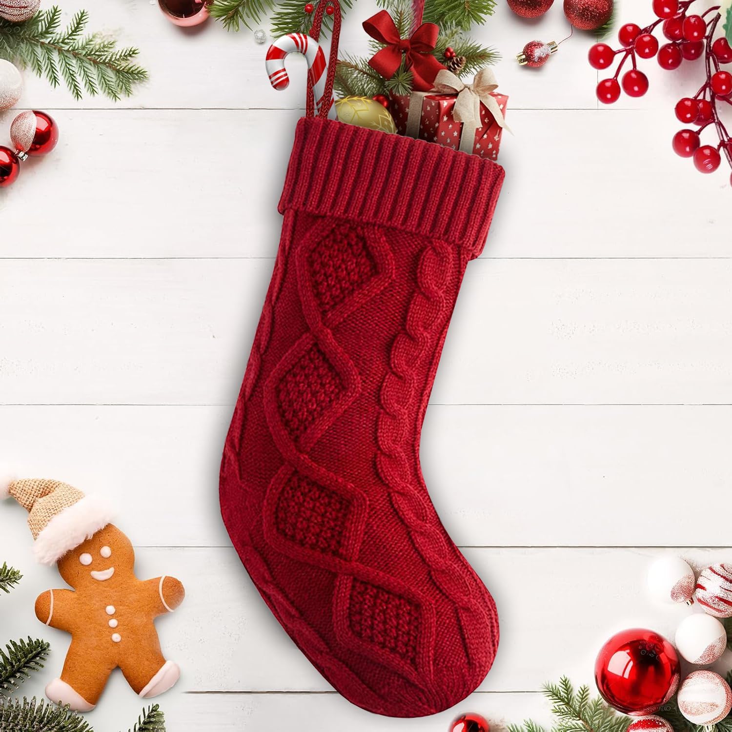 Amazon.com: Personalized Christmas Stocking,18 Inches Knit Christmas ...