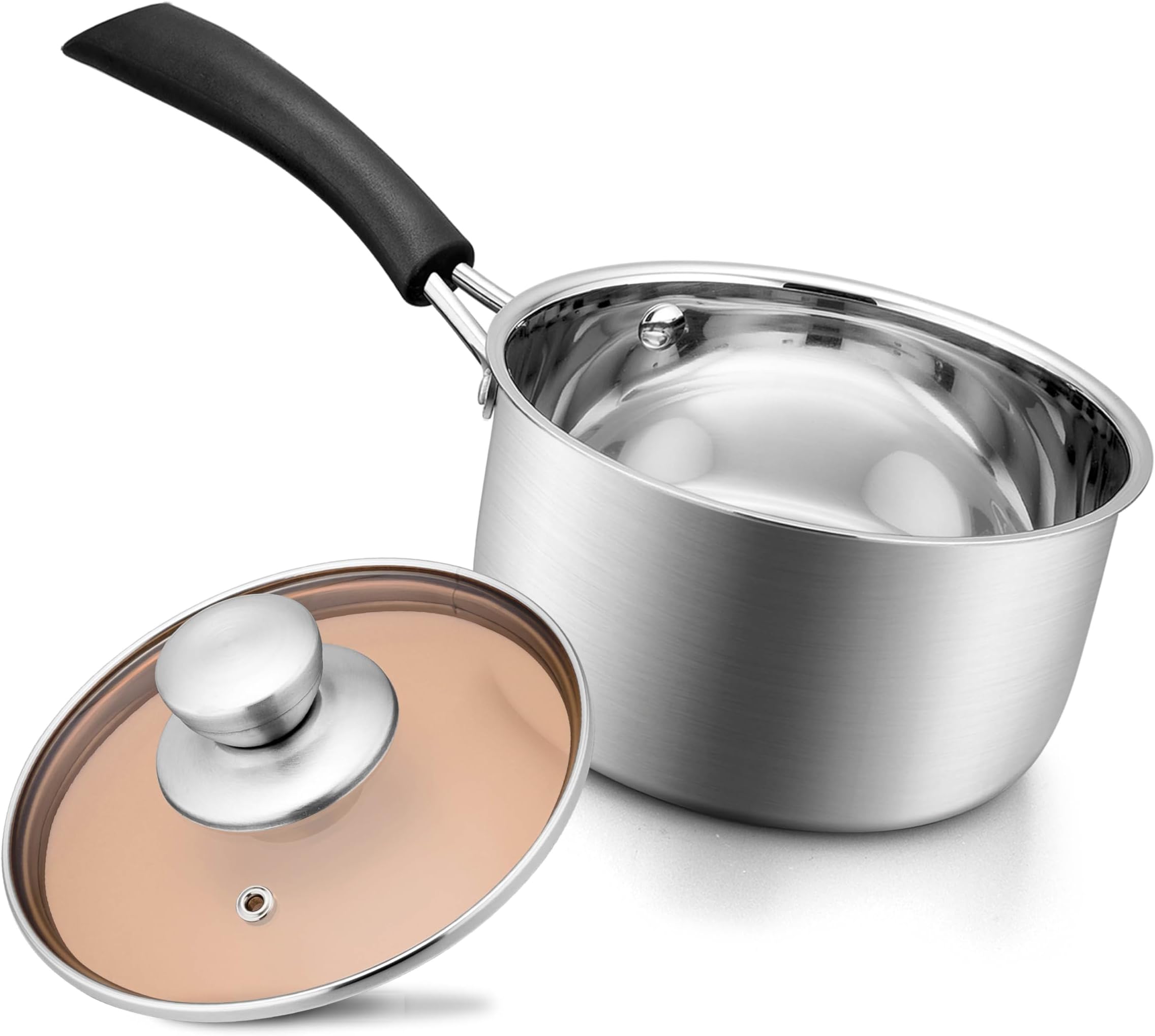 Amazon.com: Stainless Steel Saucepan 2.5 Quart, UNOSCHRIM Milk Cooking ...