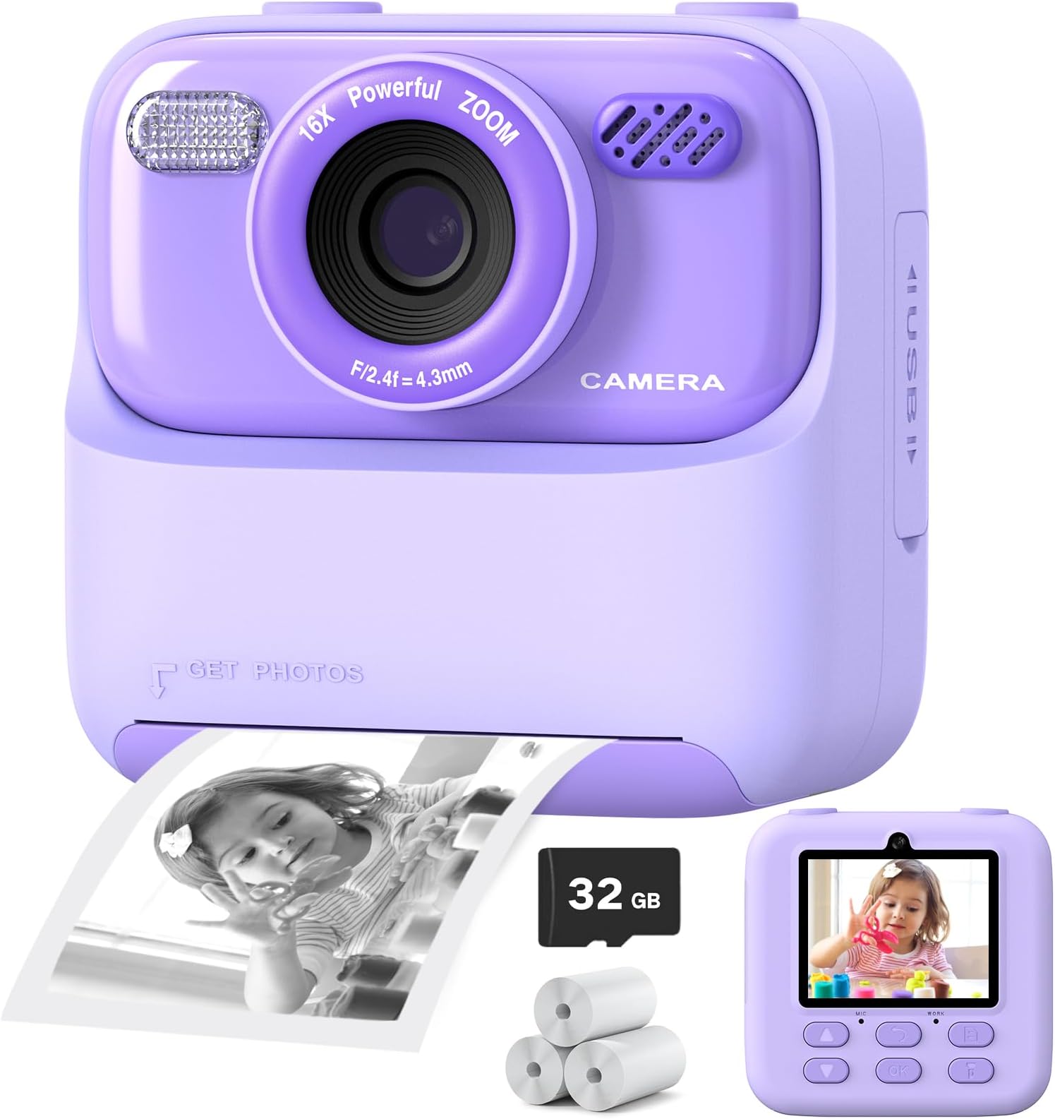 Amazon.com: Kids Camera Instant Print, Kids Digital Video Cameras with ...