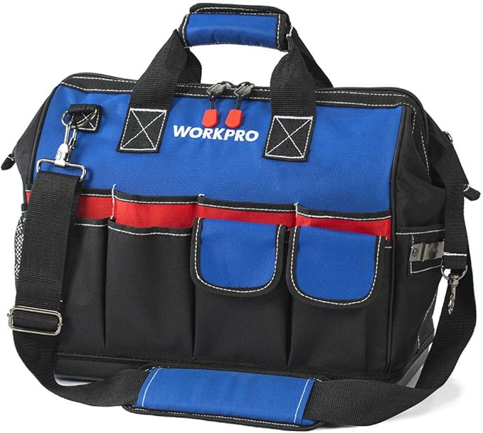 Amazon.com: WORKPRO 18-inch Tool Bag Close Top Wide Mouth Storage with ...