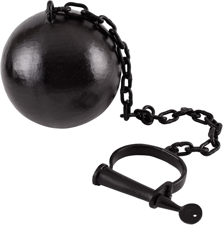 Battle-Merchant Convict Ball, Foot Cuff with Chain and Iron Ball ...