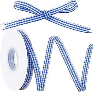 Amazon.com: HINZIC 50 Yard 3/8" Wide Blue Gingham Ribbon for Gift ...