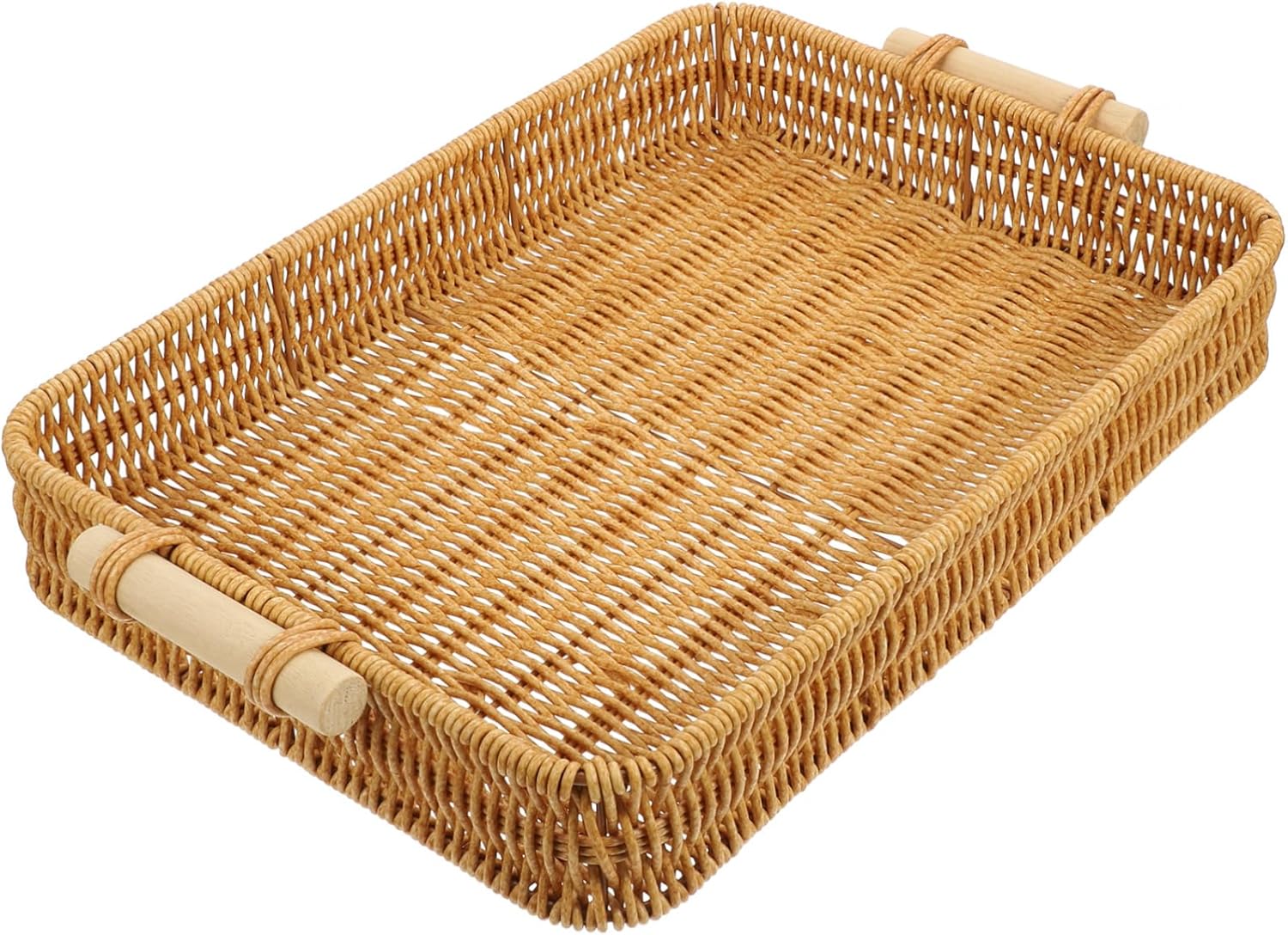 Amazon.com: BEBEMOKO Imitation Rattan Tray Rectangular Rattan Baskets ...