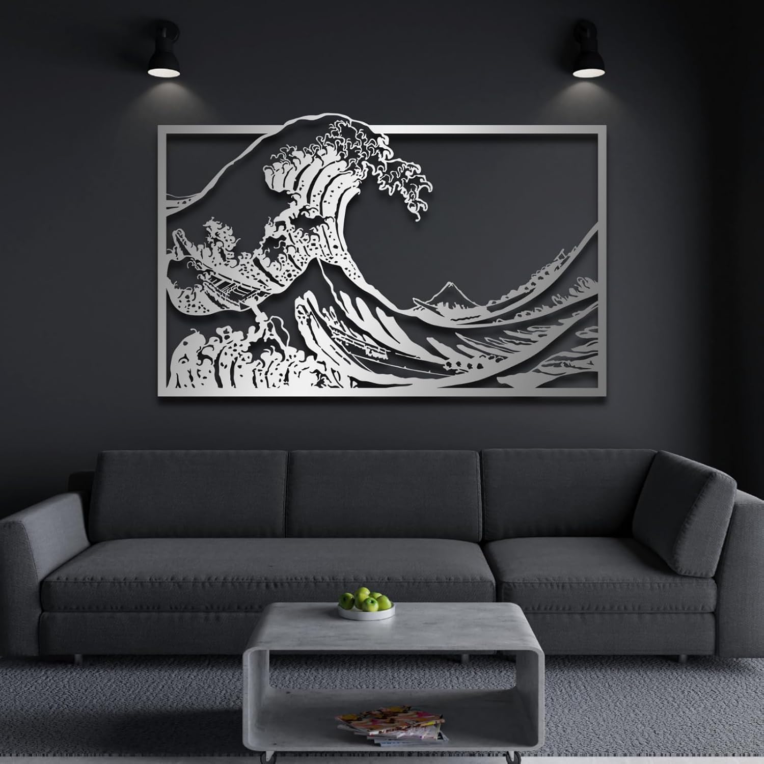 Amazon.com: Great Wave Metal Wall Decor, Metal Kanagawa Wall Art ...