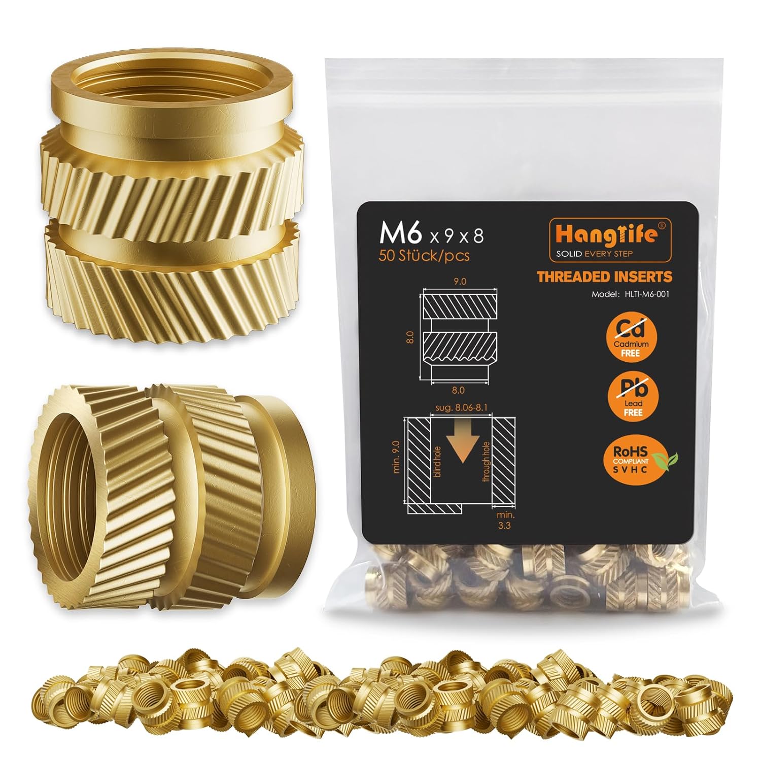 HANGLIFE Heat-Set Threaded Inserts, M6 Heat Set Insert for 3D Printing ...