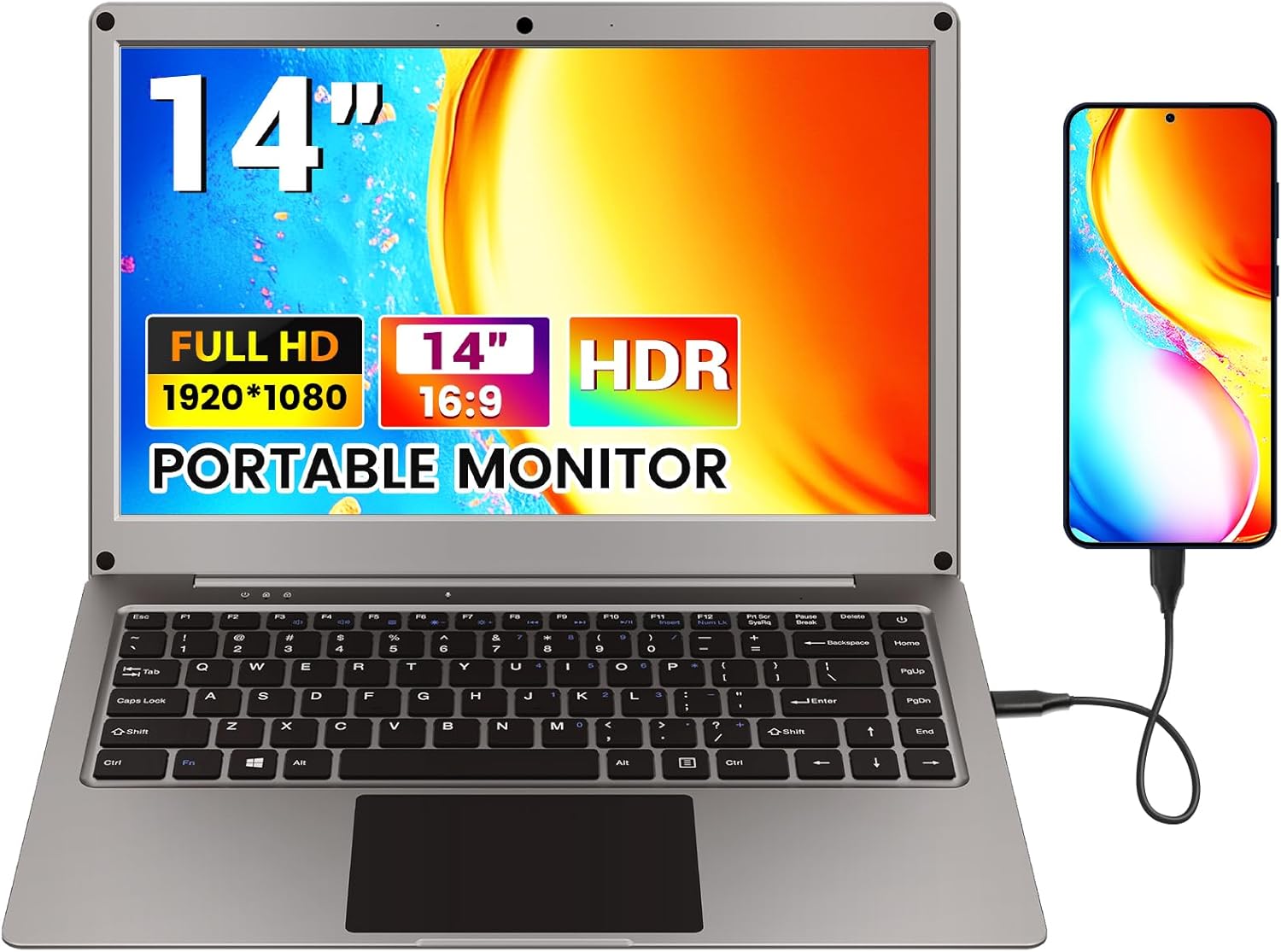 Amazon.com: GrowCube Portable Monitor with Keyboard,14inch 1080P FHD ...