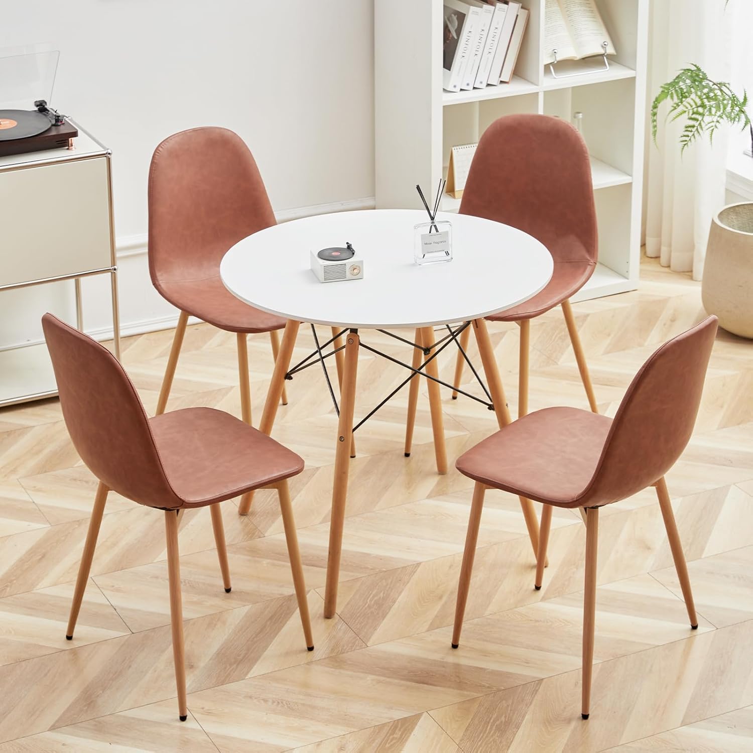 Amazon.com - Ntiibcuy Round Dining Table and Chairs Set of 4, 5-Piece ...