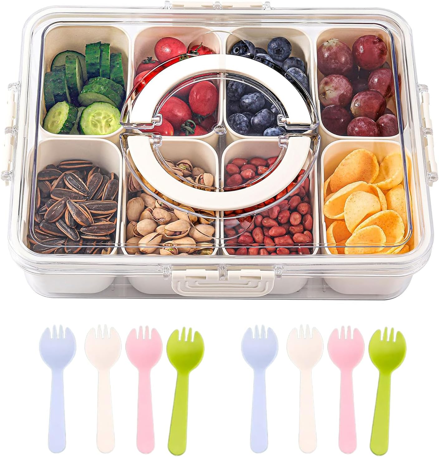 Amazon.com | Divided Serving Tray with Lid and Handle, Snack Box ...