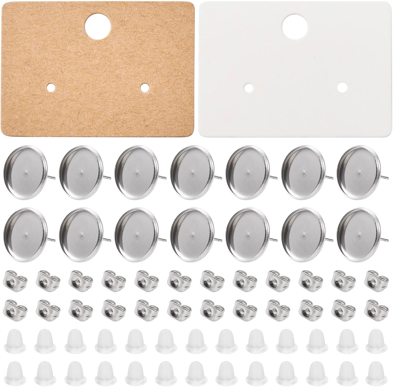 Amazon.com: Pandahall 100 Sets Stainless Steel Blank Stud Earring Bezel ...
