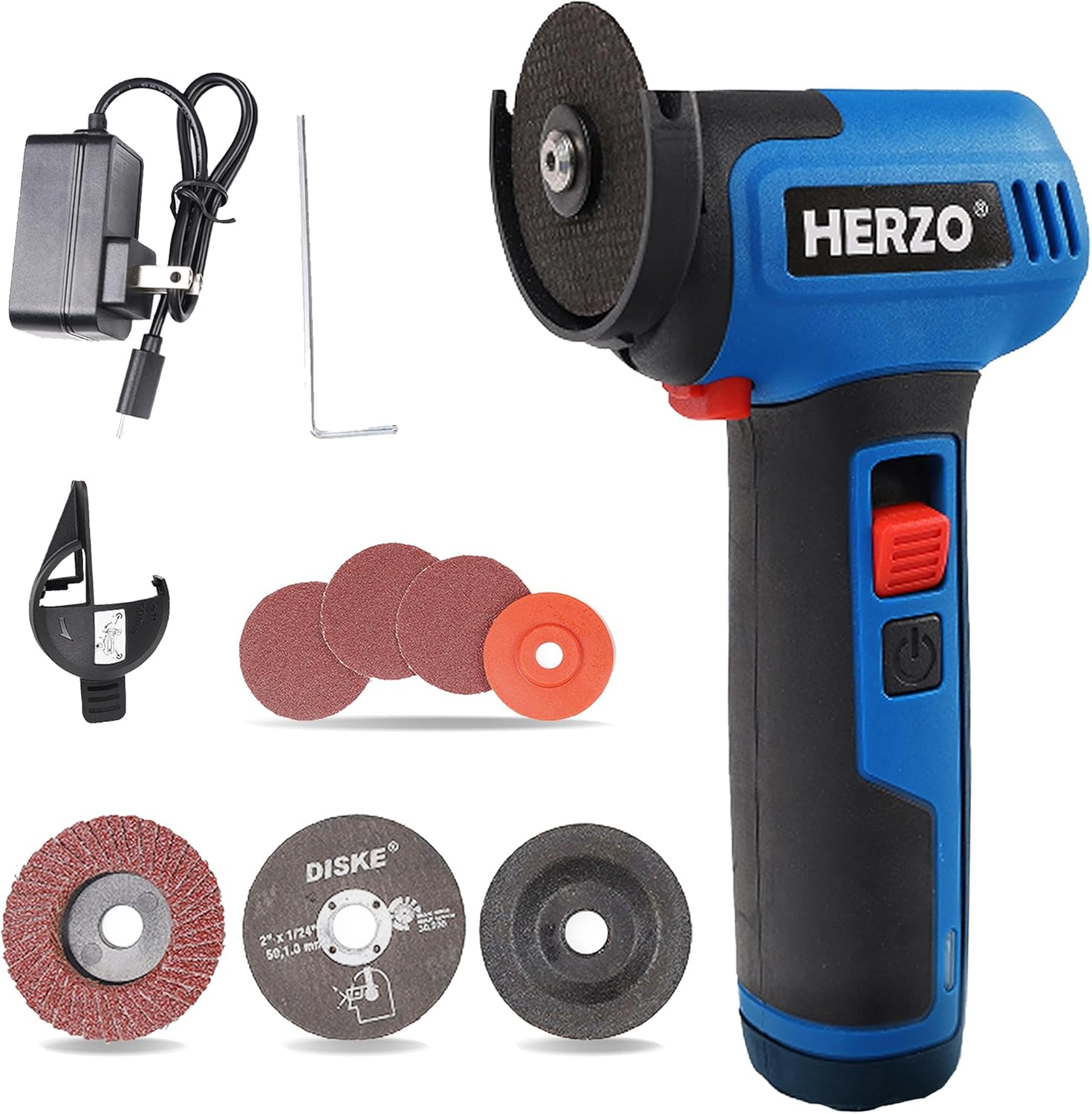 HERZO Cordless Mini Cutter 50mm, 7.2V Lithium Brushless Mini Angle ...