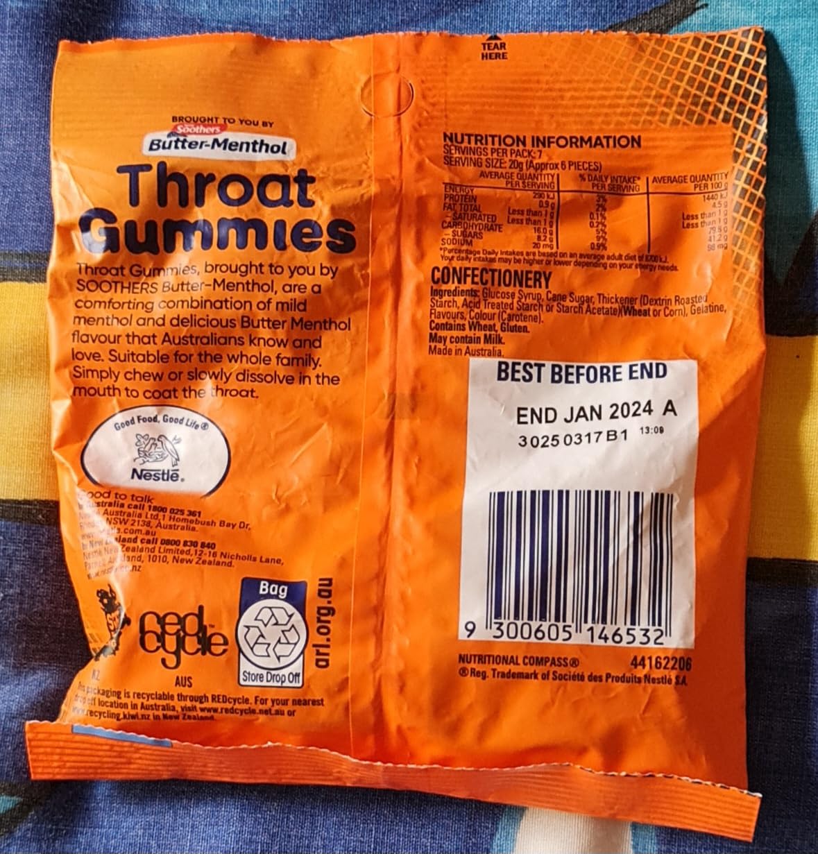 Soothers Butter-Menthol Throat Gummies 150 g (8 Count, Pack of 1 ...