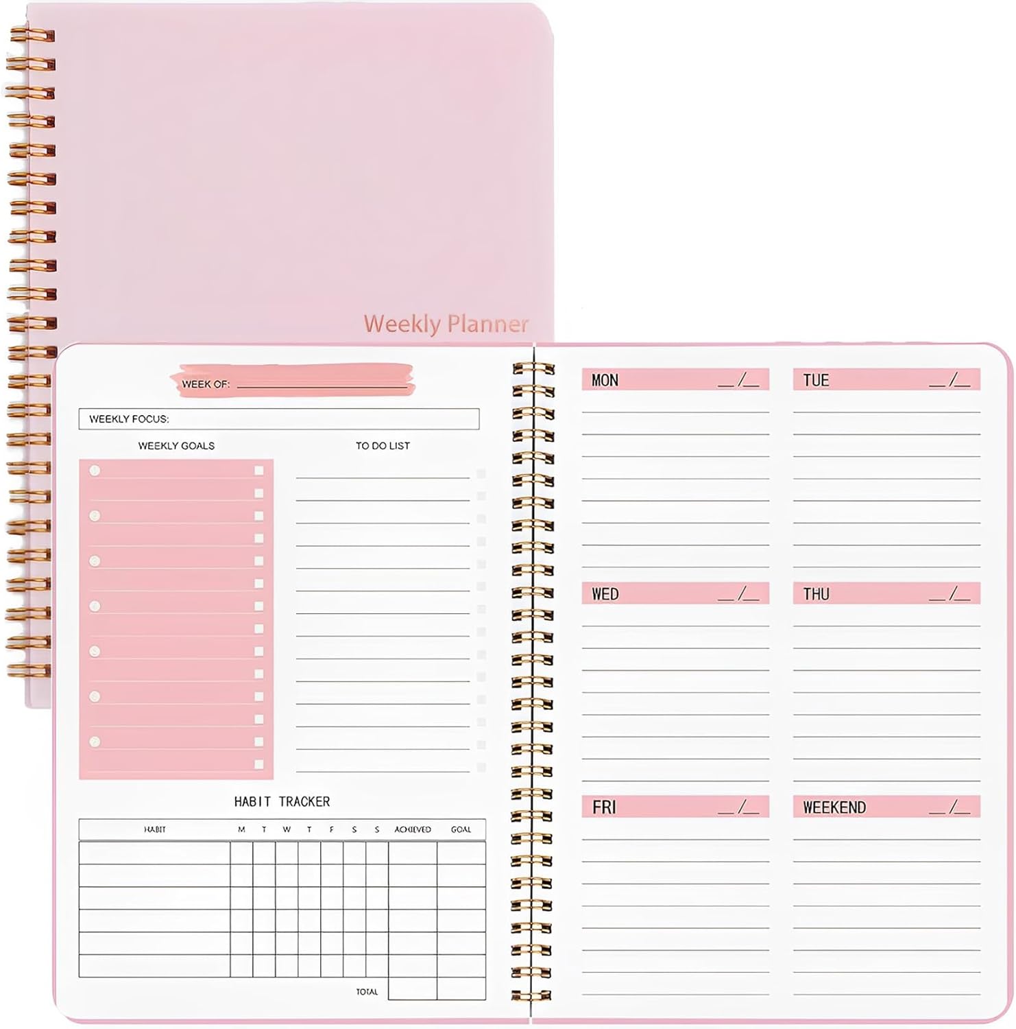 MORJCG Weekly Planner and To Do List Notebook - A5 Undated 52 Weeks ...