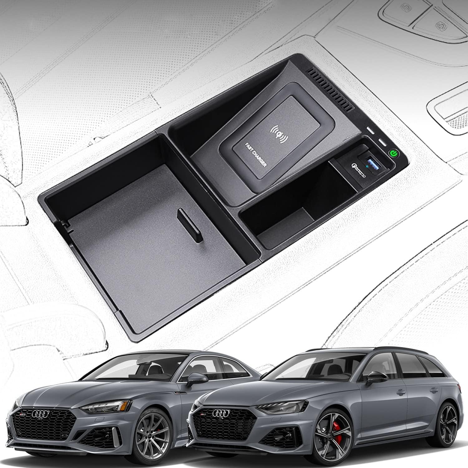 Singkin Kabelloses Ladegerät Auto für Audi A4/S4/A5/S5/RS5 2017-2022 ...