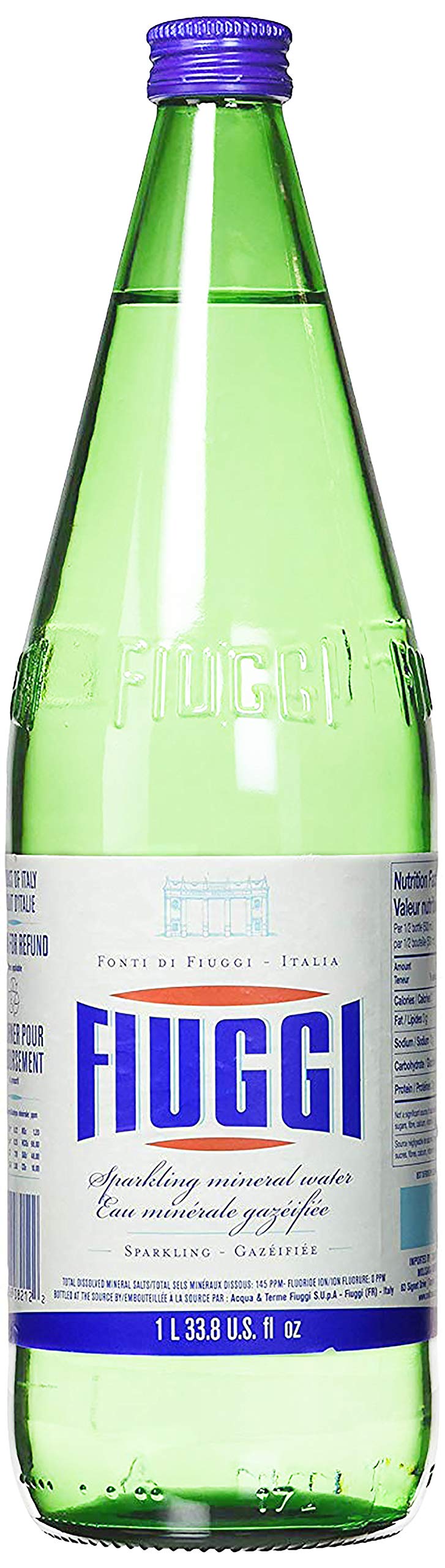 Fiuggi Sparkling Natural Mineral Spring Water, Glass Bottle, 6x1L ...