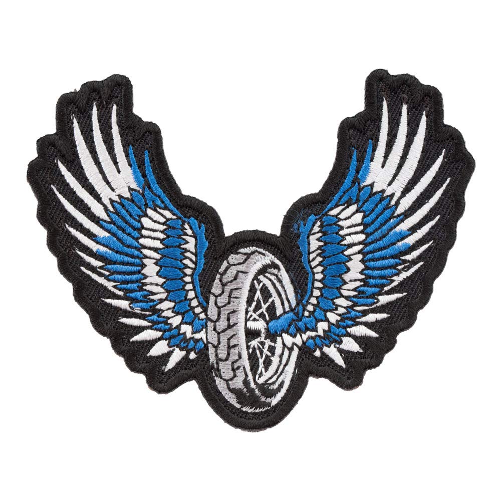 Amazon.com: Blue Winged Motorcycle Wheel Patch, Biker Patches ...
