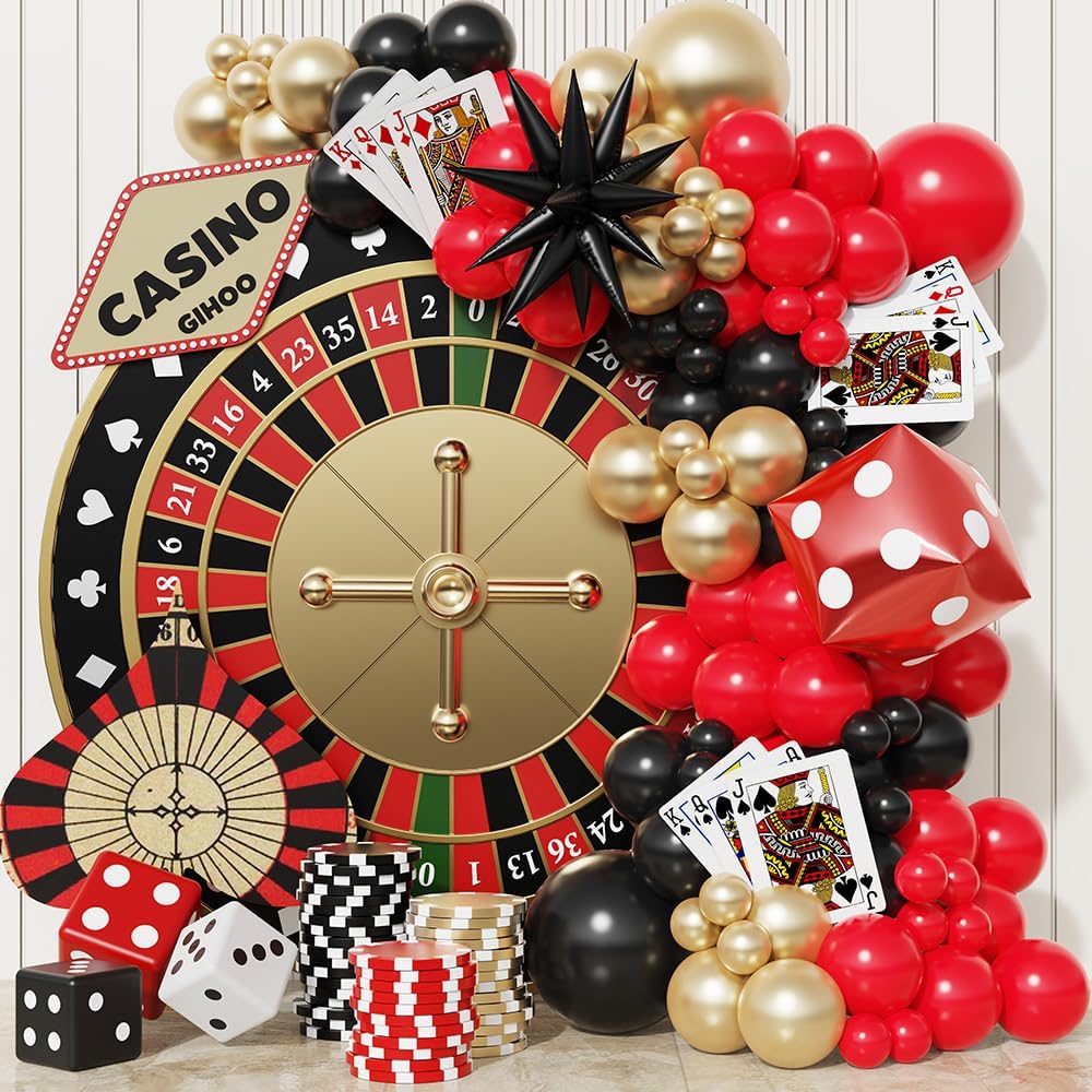 Amazon.com: 150 Pcs Red and Black Gold Casino Balloons Arch Garland Kit ...