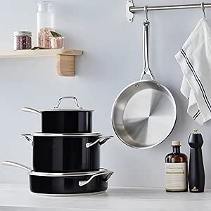 Amazon.com: Karaca 7-Piece Stainless Steel Cooking Pot Set Anthracite ...