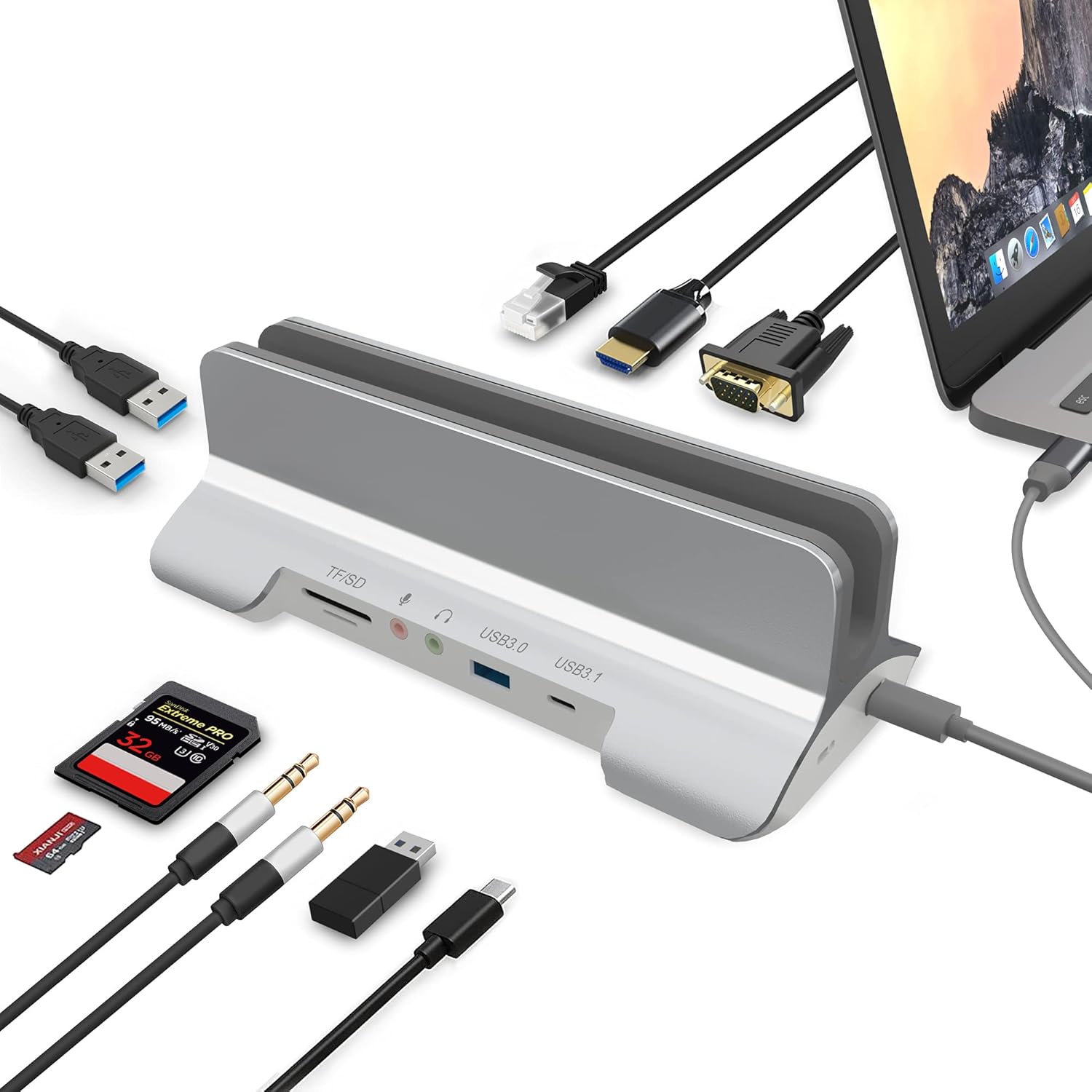 USB C Laptop Docking Station Charging Stand 13 in 1 Docking Station ...