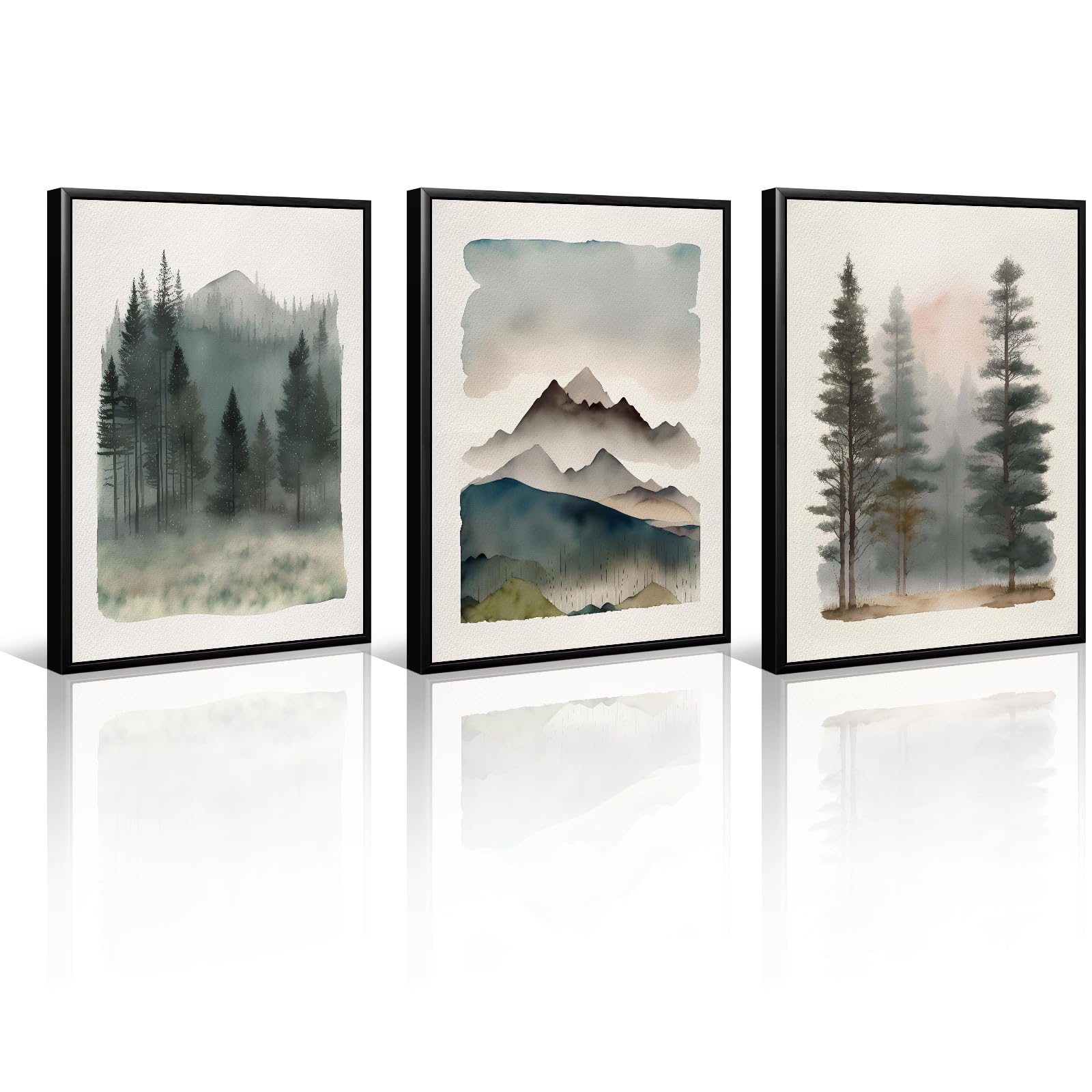 Amazon.com: Mountain Forest Wall Art Decor Watercolor Landscape Canvas ...