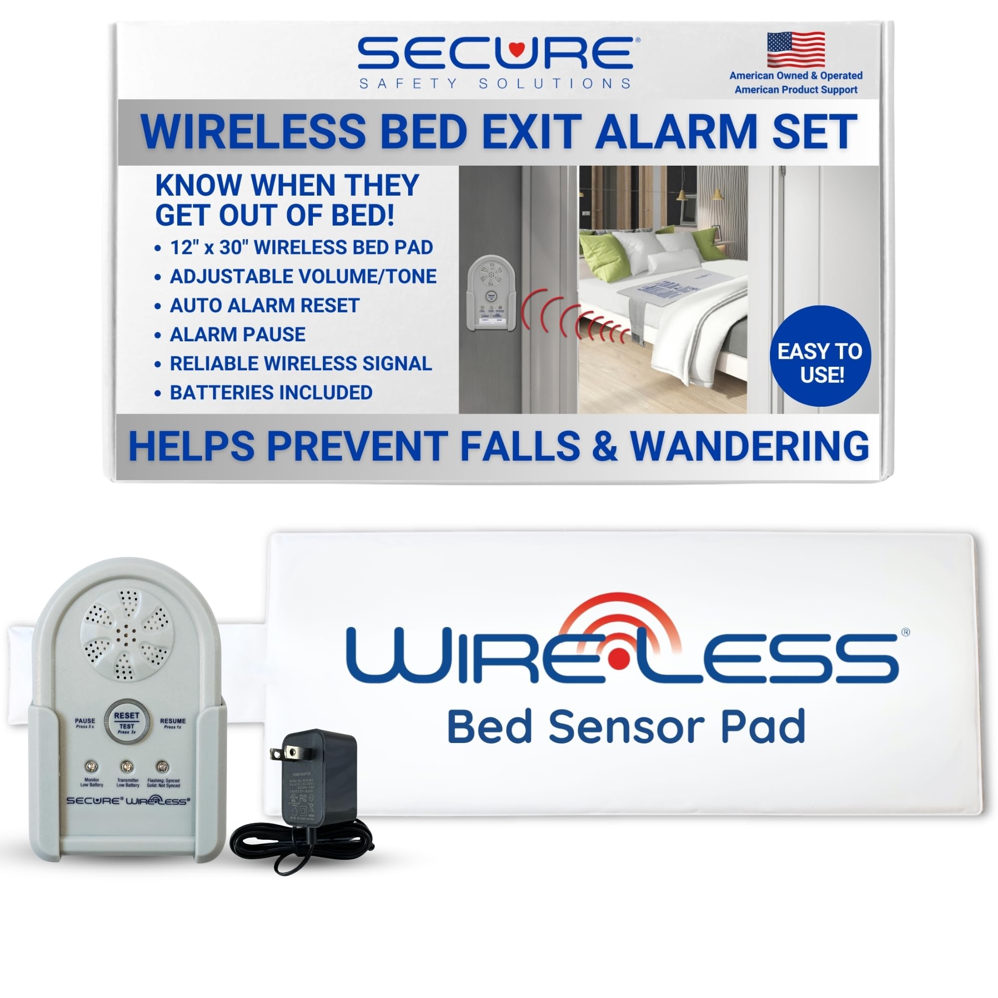 Secure Bed Alarm For Elderly Adults Dementia Patients Seniors 12 ...