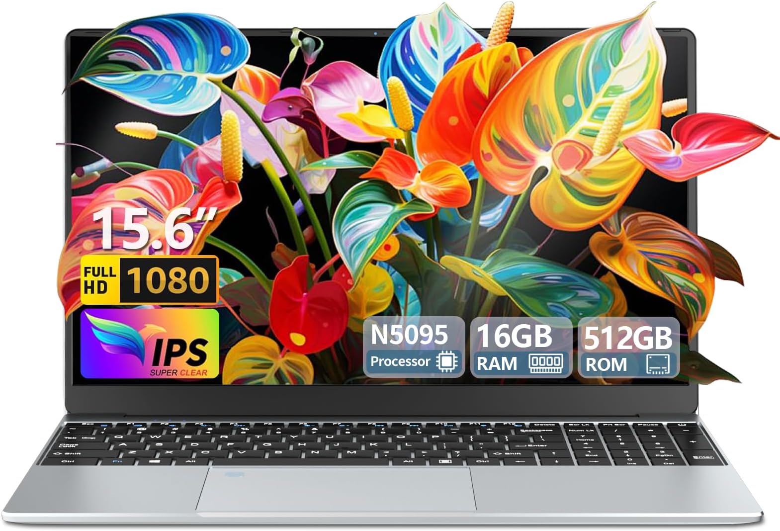 Notebook 15,6 Pollici, PC Portatile 16GB RAM 512GB SSD, Laptop Celeron ...