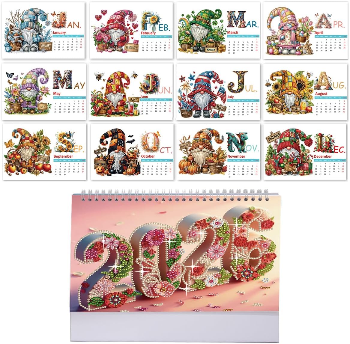 Amazon.com: DIY Diamond Art Painting Desk Calendar 2026, Creative ...