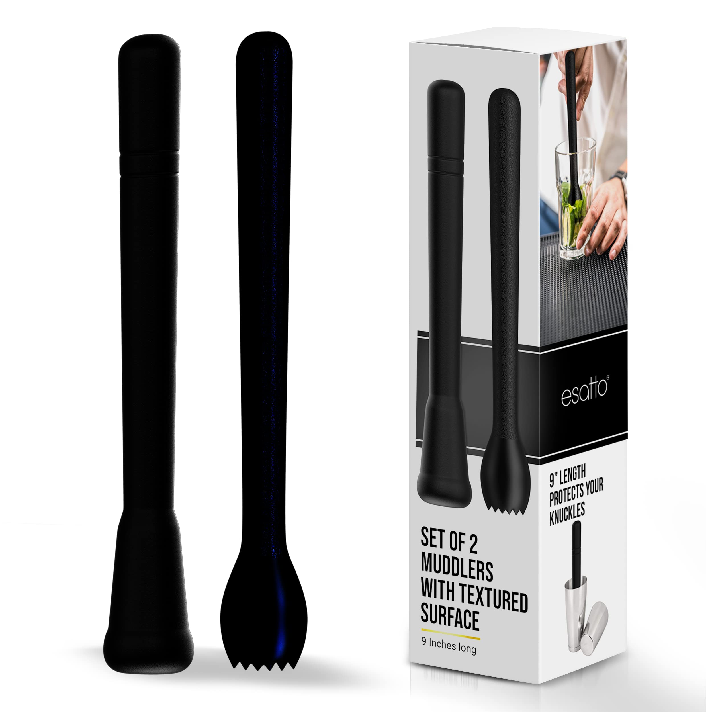 Amazon.com: Esatto Professional Bar Tool Muddler 25 CM (9 Inches) Ribbed – Made with ABS Plastic ...