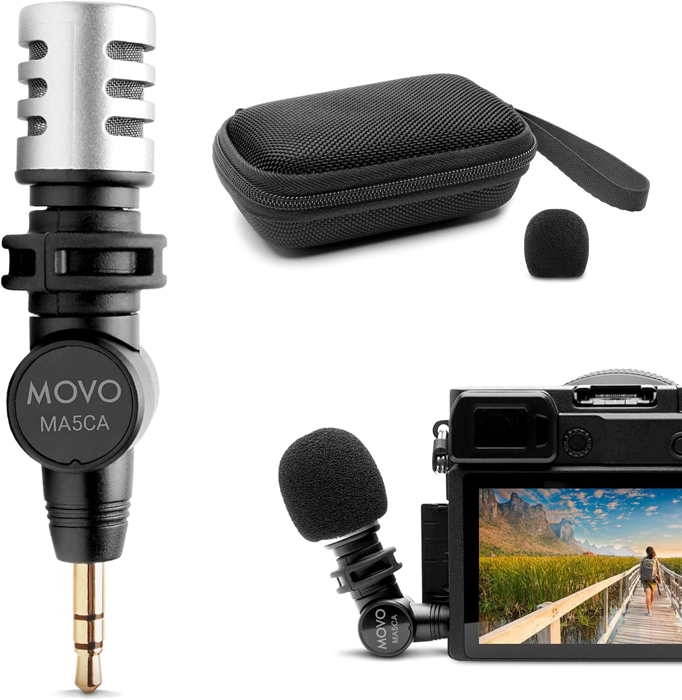 Amazon.com: Movo MA5CA 3.5mm TRS Mini Microphone for Camera - Mini Mic ...
