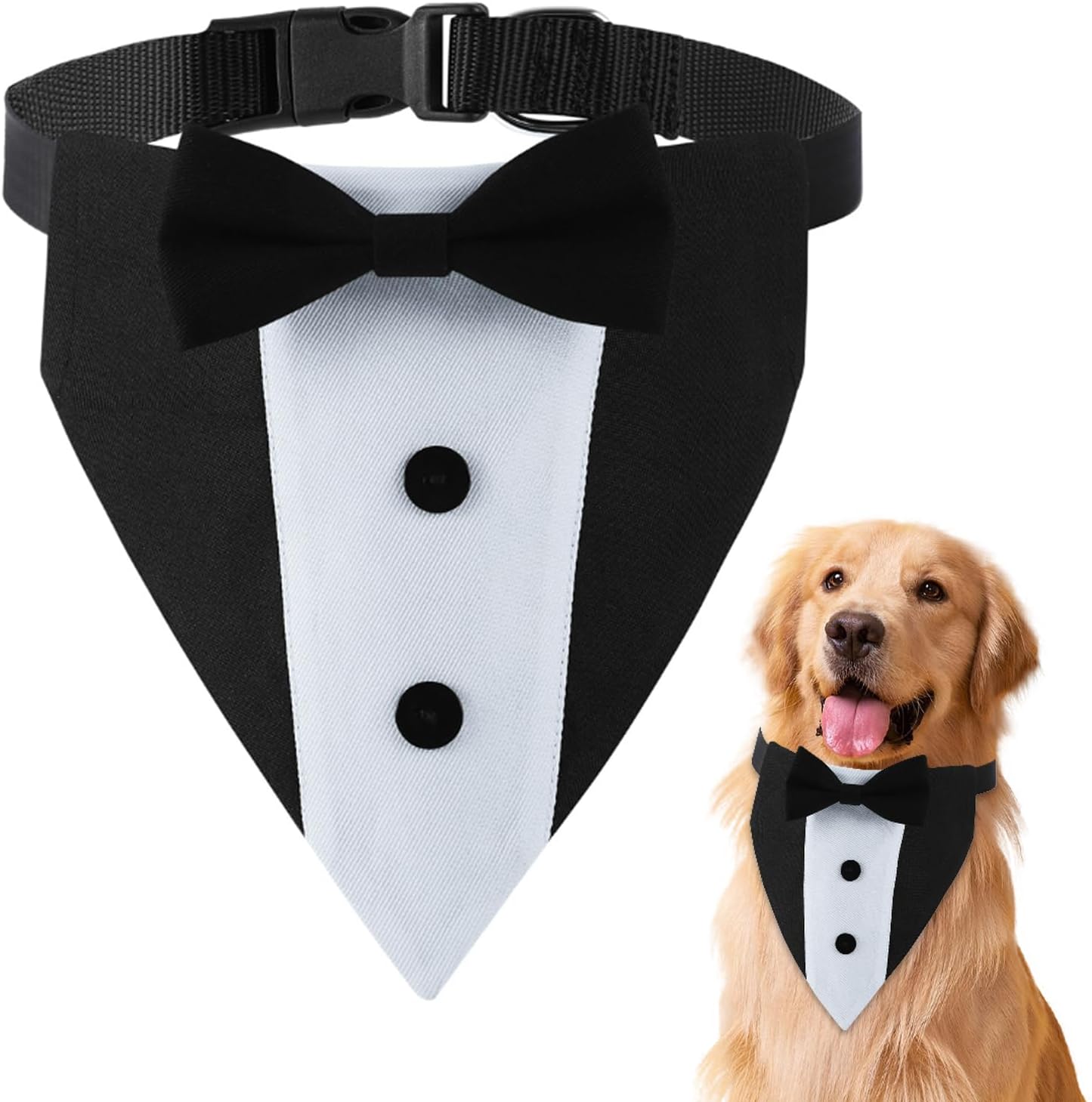 Adjustable Dog Tuxedo,Dog Tux Black Adjustable with Bow Tie & Neck Tie ...