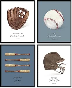 Amazon.com: foedor Christian Baseball Wall Art,Boy Room Decor 8x10 ...