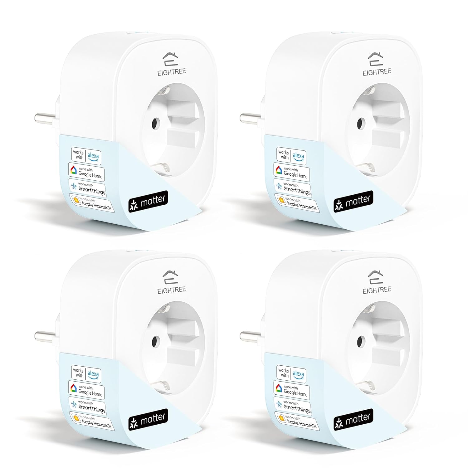 EIGHTREE Matter Steckdose, WLAN Smart Steckdose mit Strommessung ...