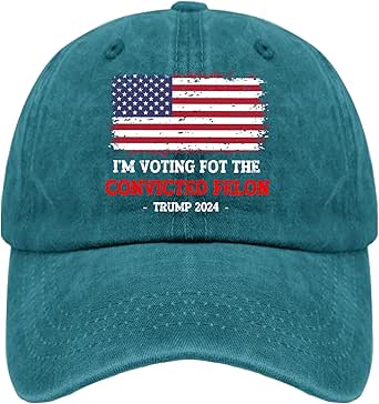 I'm Voting for The Convicted Felon Trump 2024 Hat Kawaii Hat Cyan Blue ...