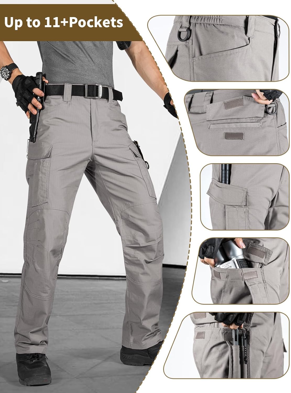 FREE SOLDIER Men's Water Resistant Pants Relaxed Fit Tactical Cargo ...