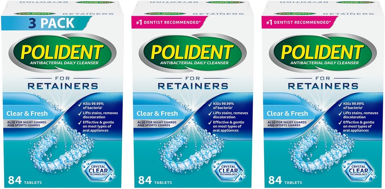 Polident Retainer Cleanser, 3-pack x 84 tabs (252 tabs) : Amazon.ca ...
