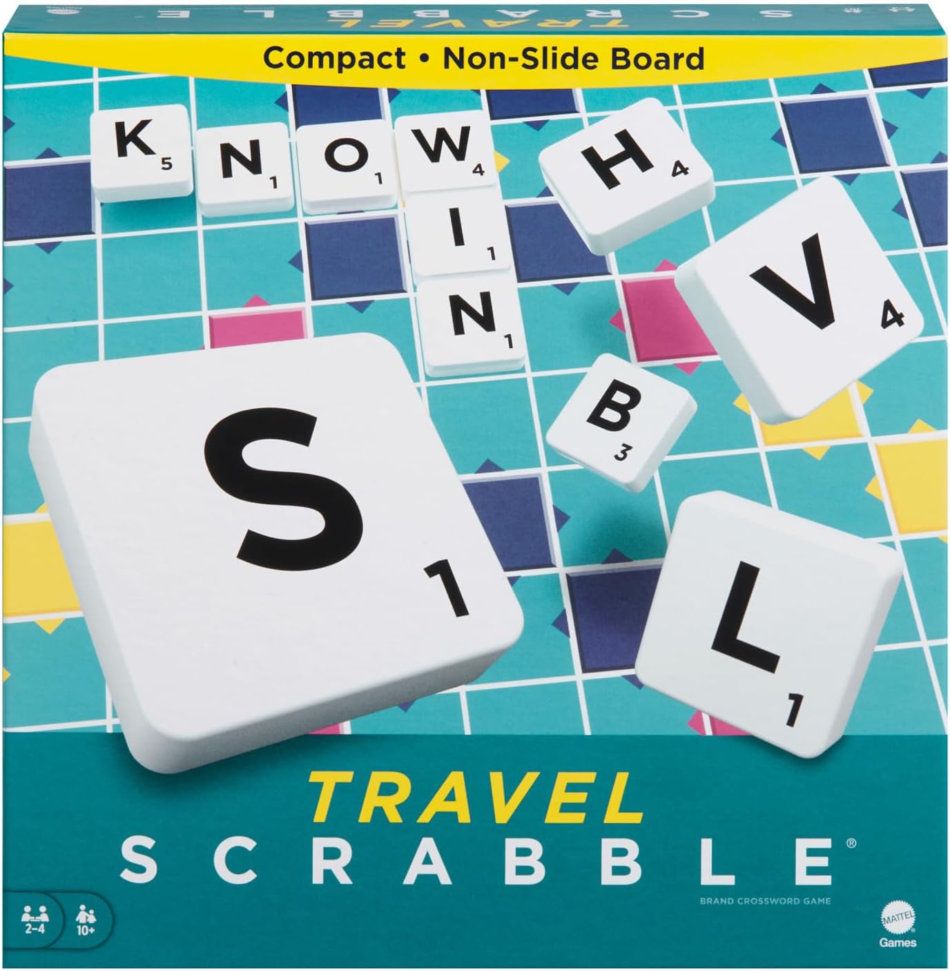 Mattel Games Scrabble Travel Game, Portable and Compact, 2-4 Players ...