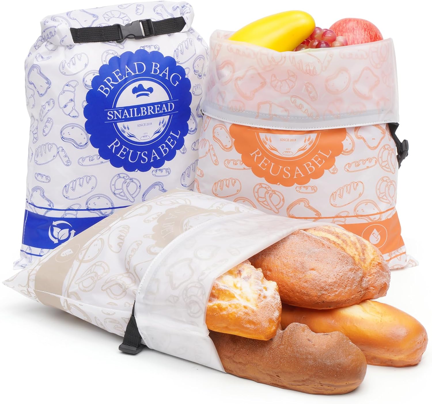 Amazon.com: Reusable Bread Bags: 3 Pack XL for Sourdough & Fresh Bread ...