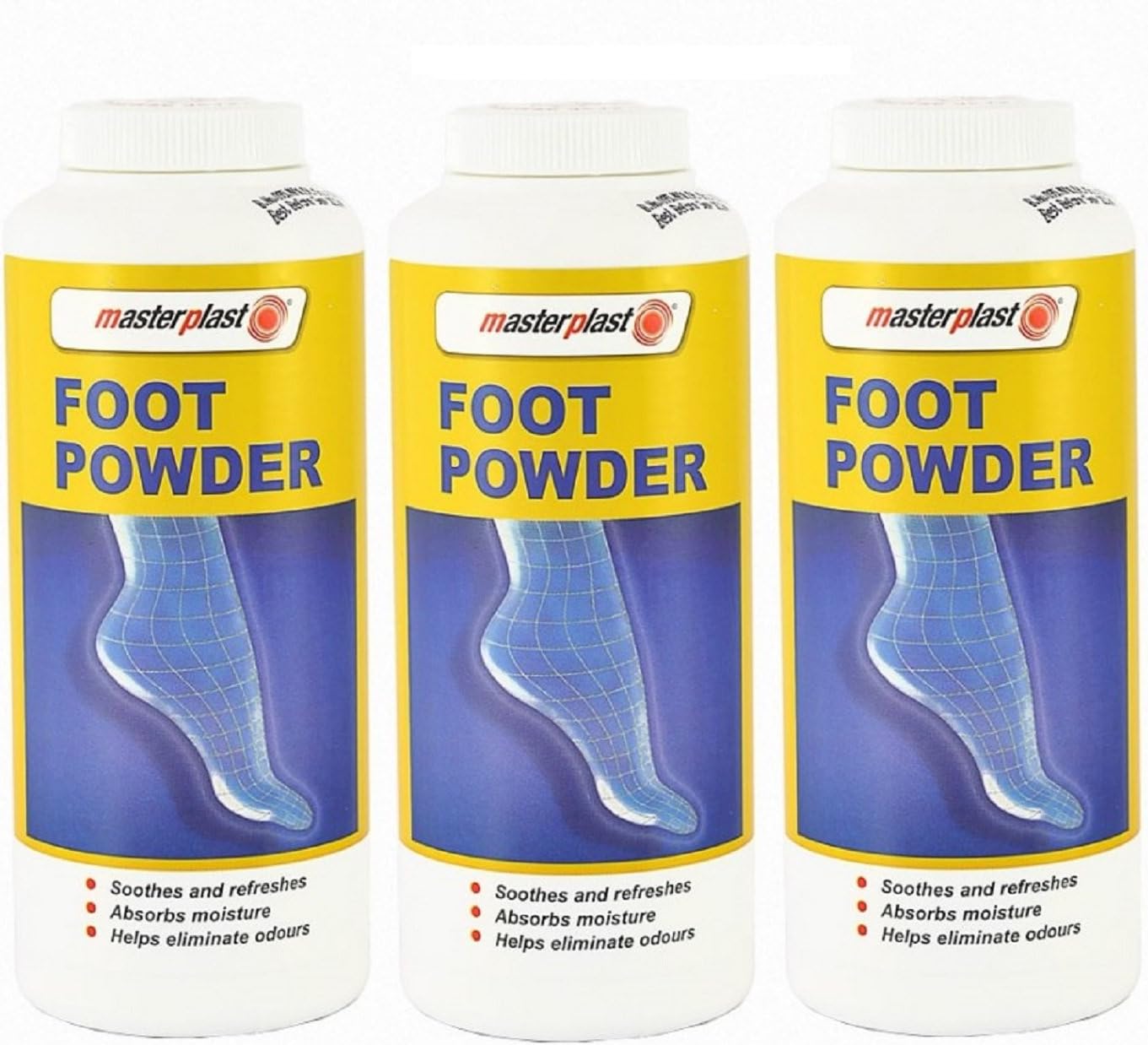 3 x 170g Masterplast Foot Powder Refreshes & Soothes Feet Help ...