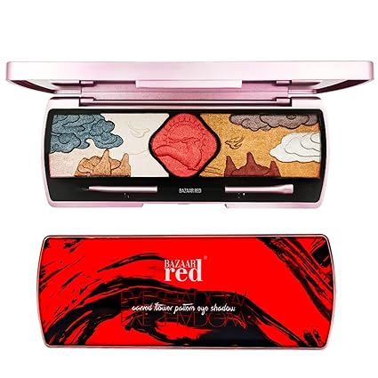 Amazon.com : Xaena Carved Flower Pattern Eyeshadow Palette Colorful Eye ...