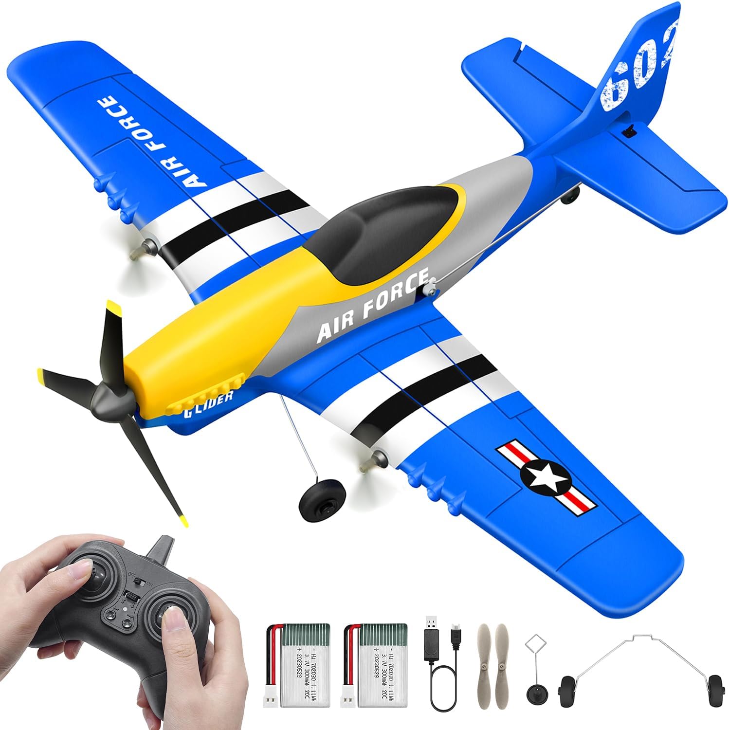 HAWK'S WORK 3 Channel RC Plane P-51D Mustang, Remote Control Airplane ...