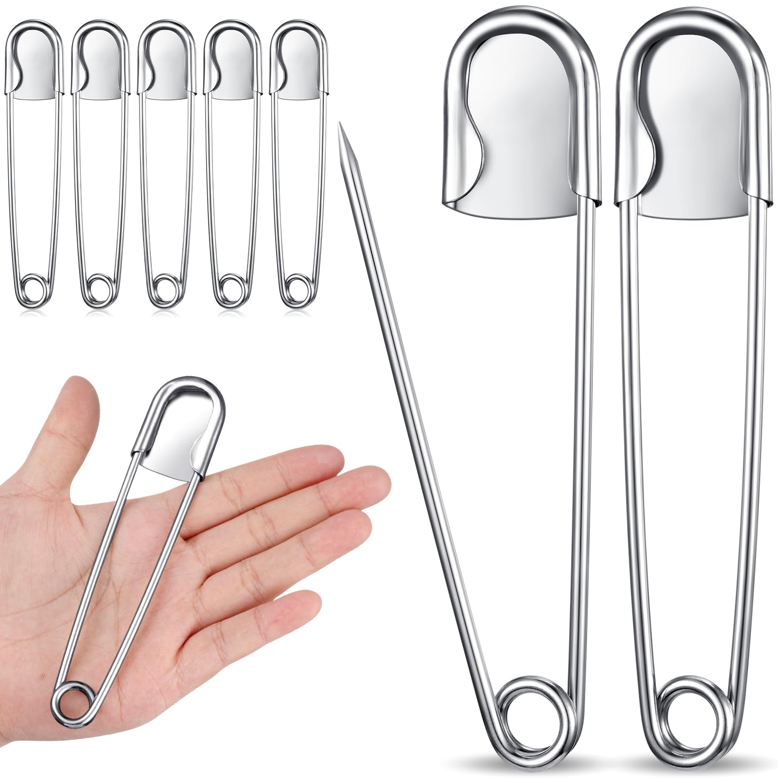 Amazon.com: Juexica 5 Pcs 5 Inch Jumbo Stainless Steel Safety Pins ...