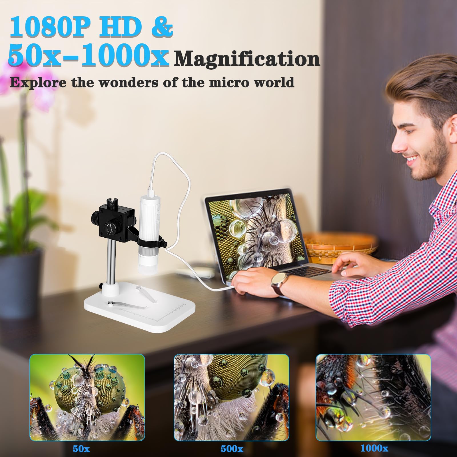 Snapklik.com : KMDES USB Digital Microscope - 50X-1000X Magnifier