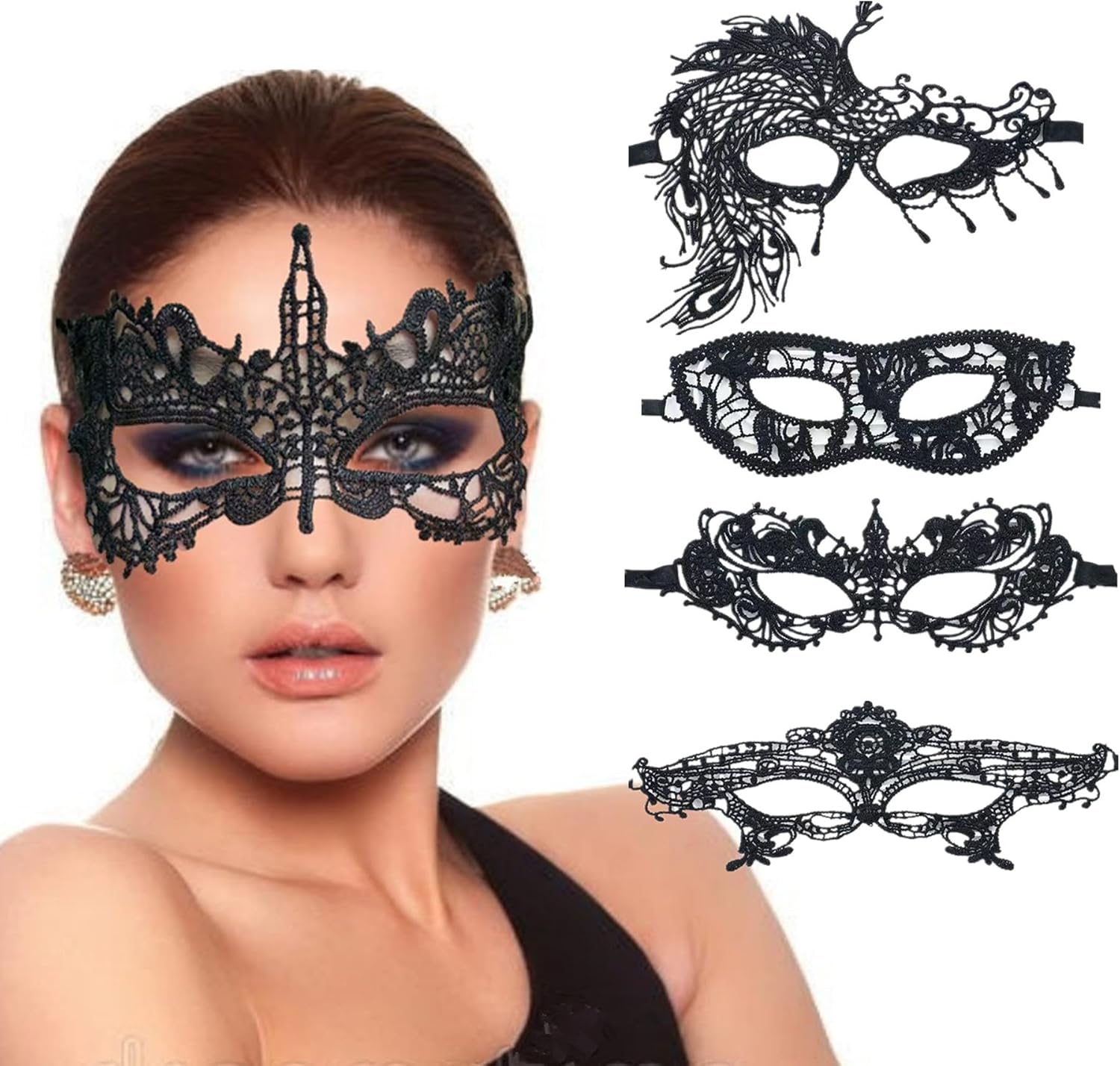 Amazon.com: AICOC Masquerade Mask for Women Halloween Costume Lace Eye ...
