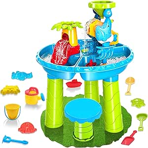 Kids Water Table, 3 in 1 Water and Sand Play Table with Animals Molds ...