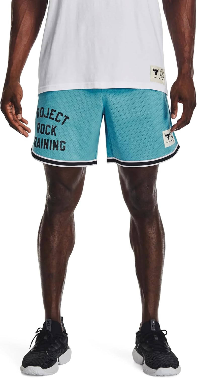 Under Armour Men's Project Rock Training Penny Mesh Shorts L Blue/Black ...